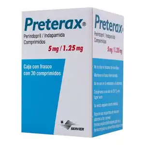 Preterax 5mg/1.25mg caja con frasco 30 comprimidos | Vitau