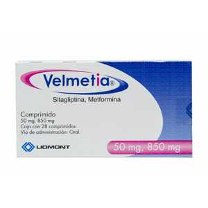 Velmetia 50 mg / 850 mg caja con 28 comprimidos | Vitau