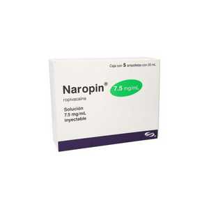 Naropin 7.5mg/ml caja con 5 ampolletas de 20ml solución inyectable ...