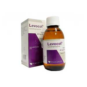 Levocof 60mg/10ml caja con 1 frasco de 120ml jarabe | Precio: $259.00 MXN