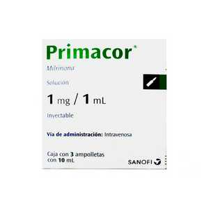 Primacor 1mg/1ml caja con 3 ampolletas de 10ml solución inyectable | Vitau