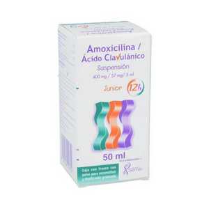 Clavuser Junior 400mg/57mg/5ml caja con 1 frasco de 50ml polvo | Vitau ...