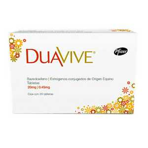 Duavive 20mg/0.45mg caja con 28 tabletas | Vitau