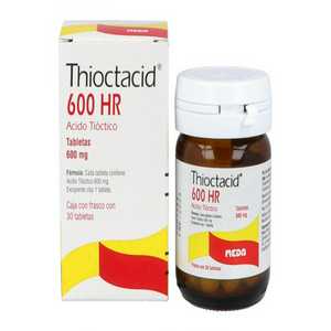 Thioctacid 600mg caja con frasco 30 tabletas | Vitau