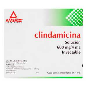 Clindamicina 600 mg /4 ml caja con 5 ampolletas de 4ml | Vitau