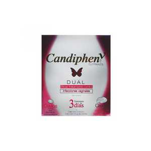 Candiphen V Dual 200mg caja con 1 kit de 3 óvulos, tubo con 10g crema ...