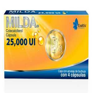 Milda 25000UI Caja 4 Cápsulas | Precio: $505.00 MXN